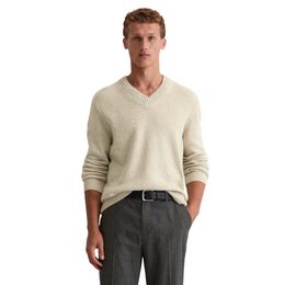 Marc O'Polo V-Ausschnitt-Pullover MARC O'POLO "aus weichem Woll-Mix", Herren, Gr. L, gray silk, Obermaterial: 31% Wolle (Schafwolle), 29% Schurwolle, 20% Viskose, 20% Polyamid, unifarben, V-Ausschnitt, Pullover
