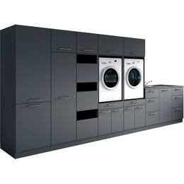 Mehrzweckschrank-Set LAUNDREEZY "Laundreezy, 12-tlg. Mehrzweckschrank-Set B/H/T 445/200/68 cm", anthrazit matt, B:445cm H:238cm T:68cm, Holzwerkstoff, Kastenmöbel-Sets, Breite 445 cm, Soft-Close-Funktion für Türen