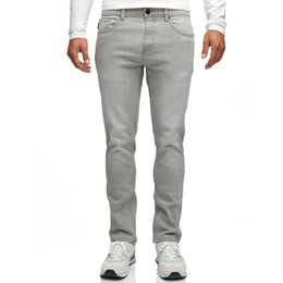 Straight-Jeans INDICODE "INValoy", Herren, Gr. 30, Länge 32, lt grau, Denim/Jeans, Obermaterial: 99% Baumwolle, 1% Elasthan, Abriebeffekte, regular fit, Jeans