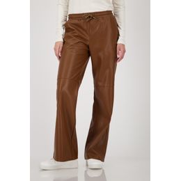 Lederimitathose monari, Damen, Gr. 38, N-Gr, whisky, Web, Obermaterial: 60% Polyurethan, 40% Polyester, unifarben, straight fit knöchellang, Hosen, Straight-Leg-Hose