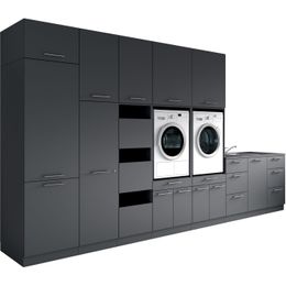 Mehrzweckschrank-Set LAUNDREEZY "Laundreezy, 12-tlg. Mehrzweckschrank-Set B/H/T 445/238/68 cm", anthrazit matt, B:445cm H:238cm T:68cm, Holzwerkstoff, Kastenmöbel-Sets, Breite 445 cm, Soft-Close-Funktion für Türen