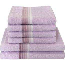 Handtuch Set Dyckhoff "Chenille", rosa (rose), 6 Stk., Frottier, Frottier, Obermaterial: 90% Baumwolle, 10% Viskose, Handtuch-Sets, Set beinhaltet: 4x Handtuch (50x100cm) und 2x Duschtuch (70x140cm)