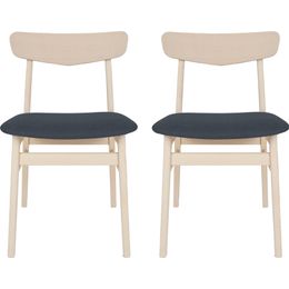 Esszimmerstuhl HAMMEL FURNITURE "Findahl by Hammel Mosbøl", blau (dunkelblau), B:48cm H:79cm T:46cm, Massivholz, Stoff, Stühle, (Set, 2/4 Stk), Massivholz, gepolsterte Sitzfläche, versch. Farben