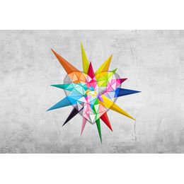 Fototapete ARCHITECTS PAPER "Atelier 47 Heart Star 2", bunt (gelb, blau, rot), B:4m L:2,7m, Vlies, Tapeten, Vlies, Wand, Schräge, Decke