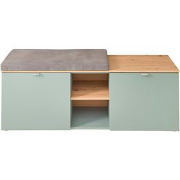 Schuhschrank Innostyle "Bari Schuhbank inkl. Sitzkissen, BxHxT 128x50x38 cm", grün (schilfgrün), B:128cm H:50cm T:43cm, Holzwerkstoff, MDF, Schränke, 2 türig, 6 Fächer, Softclose, ABS Kantenschutz