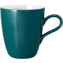 Becher Seltmann Weiden "Life Fashion", blau (trendy petrol, weiß), H:10,3cm Ø:9cm, Porzellan, Trinkgefäße, Becher mit Henkel 0,40 l