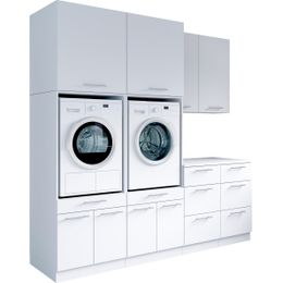 Mehrzweckschrank-Set LAUNDREEZY "Laundreezy, 8-tlg. Mehrzweckschrank-Set B/H/T 238/238/68 cm", weiß matt, B:236cm H:238cm T:68cm, Holzwerkstoff, Kastenmöbel-Sets, Breite 238 cm, Soft-Close-Funktion für Türen