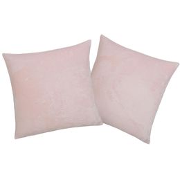 Dekokissen my home "Jil", rosa (rosa, unifarben), B:50cm L:50cm, Polyester, Dekokissen_Sitzkissen_Kissenhüllen, aus super weichem Kuschelfleece, Kissenhüllen ohne Füllung, 2 Stück