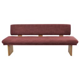 K+w Komfort & Wohnen Polsterbank K+W KOMFORT & WOHNEN "Longbeach", rot (bordeaux 15), B:204cm H:89cm T:71cm, Sitzbänke, Spitzkissenoptik im Sitz, wahlweise in der Breite 204cm oder 224cm