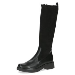 Stiefel Caprice, Damen, Gr. 38, schwarz, Leder, Textil, Schuhe, Blockabsatz, Langschaftstiefel mit elastischem Schaft