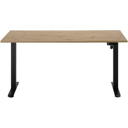 Schreibtisch BEGA OFFICE, artisan eiche, schwarz, schwarz, artisan eiche, B:137cm H:117cm T:68cm, Tische, Breite 137 cm, stufenlos höhenverstellbar 74-117 cm