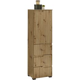 Midischrank BASIC BY BALCULINA "Spice, Badezimmerschrank BxTxH 40x134x32 cm", beige (artisan), B:40cm H:134cm T:32cm, Holzwerkstoff, Schränke, Breite 40 cm, Griffmulden