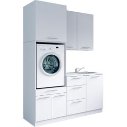 Mehrzweckschrank-Set LAUNDREEZY "Laundreezy, 6-tlg. Mehrzweckschrank-Set B/H/T 168/238/68 cm", weiß matt, B:168cm H:238cm T:68cm, Holzwerkstoff, Kastenmöbel-Sets, Breite 168 cm, Soft-Close-Funktion für Türen