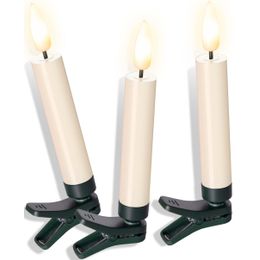 my home LED-Christbaumkerzen "Bjarne, 25 kabellos Kerzen mit 3D-Flamme, Höhe ca. 11,5 cm", weiß, Flammen 25 Stk., Lichterketten, Weihnachtsdeko, Christbaumschmuck mit Dimm-/Flacker- und Timerfunktion