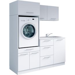 Mehrzweckschrank-Set LAUNDREEZY "Laundreezy, 6-tlg. Mehrzweckschrank-Set B/H/T 168/238/68 cm", weiß matt, B:168cm H:200cm T:68cm, Holzwerkstoff, Kastenmöbel-Sets, Breite 168 cm, Soft-Close-Funktion für Türen