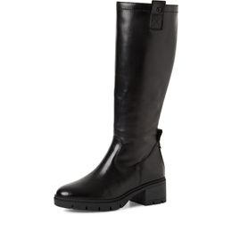 Stiefel Tamaris, Damen, Gr. 38, Normalschaft, schwarz, Glattleder, unifarben, Schuhe, Blockabsatz, Langschaftstiefel mit Touch it-Ausstattung