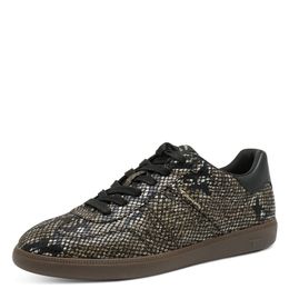 Sneaker Tamaris, Damen, Gr. 37, schwarz snake, Lederimitat, Textil, Reptilienprägung, Schuhe, Freizeitschuh, Halbschuh, Schnürschuh mit gepolstertem Schaftrand
