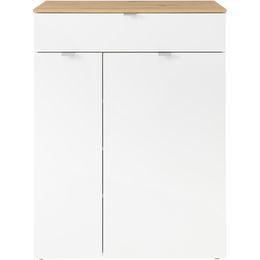Schuhschrank Innostyle "Bari Schuhschrank mit Schubkasten, BxHxT 78x103x38 cm", weiß, B:78cm H:103cm T:40cm, Holzwerkstoff, MDF, Schränke, 2 türig, 1 Schübkasten, 4 Fächer, Softclose, ABS Kantenschutz