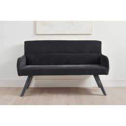 Sitzbank ByLiving "Tino", schwarz, schwarz, B:140cm H:94cm T:67cm, Stoff, Sitzbänke, mit Federkernpolsterung in 140 oder 160cm, hochwertige Polsterbezüge