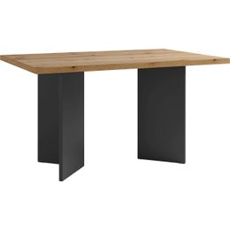 Esstisch ByLiving "Marten", anthrazit, evoke eiche, B:140cm H:75,5cm T:90cm, Tische, moderner Wangentisch in Eiche Nachbildung, 140 und 160 cm