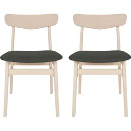 Esszimmerstuhl HAMMEL FURNITURE "Findahl by Hammel Mosbøl", grau (dunkelgrau), B:48cm H:79cm T:46cm, Massivholz, Stoff, Stühle, (Set, 2/4 Stk), Massivholz, gepolsterte Sitzfläche, versch. Farben