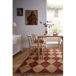 Teppich FLAIR RUGS "Effie Diamond", orange, B:160cm H:5mm L:230cm, Baumwolle, Jute, Teppiche, handgeknüpft
