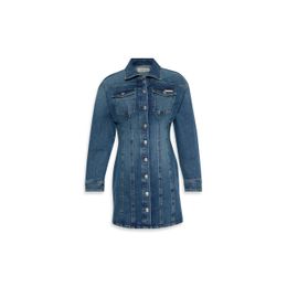 Jeanskleid Calvin Klein Jeans "LS DENIM MINI DRESS", Damen, Gr. XS (36), N-Gr, cold springs, Denim/Jeans, Obermaterial: 99% Baumwolle, 1% Elasthan, unifarben, figurbetont mini, Rundhals, eingesetzt angesetztes Bündchen, Kleider, Mit Rundhalsausschnitt, figurbetont