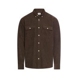 Langarmhemd Camel Active, Herren, Gr. L, N-Gr, schwarz braun, Web, Obermaterial: 100% Baumwolle, unifarben, regular fit taillenbedeckt, ohne Ausschnitt, Manschette, Hemden, mit Brusttaschen