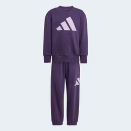 Trainingsanzug adidas Sportswear "LK BL FL JOG", Kinder, Gr. 110, aurora plum, powder plum, Obermaterial: 70% Baumwolle, 30% Polyester, Sportanzüge