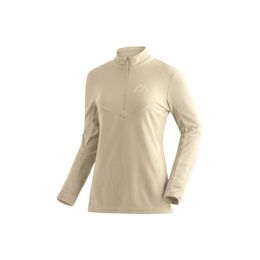 Fleecepullover Maier Sports "Denise HZ W", Damen, Gr. 36, beige, 100% Polyester, hoch geschlossener Ausschnitt, Sweatshirts, Damen Midlayer, pflegeleichtes Half-Zip Fleece
