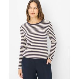 Langarmshirt Brax "Style CARINA L", Damen, Gr. 34, dunkelblau, 96% Modal, 4% Elasthan, Rundhals, Shirts Langarmshirt