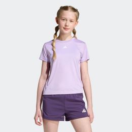 T-Shirt adidas Sportswear "JG TR-ES T", Mädchen, Gr. 164, powder plum, weiß, Obermaterial: 100% Polyester, Rundhals, Shirts