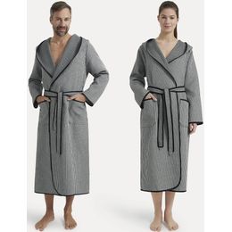 Möve Unisex-Bademantel MÖVE "New Heritage ideal für Sauna & Spa, Hotelbademantel, Morgenmantel" Gr. L, schwarz (schwarz, nature), L:130cm, Baumwolle, Hausmäntel, 100% Premium Baumwolle
