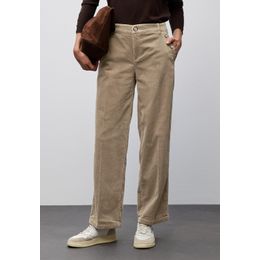 Cordhose Street One, Damen, Gr. 42, Länge 30, flowing beige, Cord, Obermaterial: 97% Baumwolle, 3% Elasthan, unifarben, straight fit lang, Hosen, Straight Leg, Mid Waist