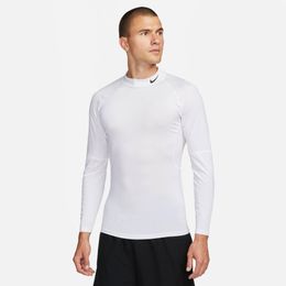 Trainingsshirt Nike "M NP DF TIGHT LS MOCK", Herren, Gr. L, weiß, schwarz, Obermaterial: 90% Polyester, 10% Elasthan, normal, Shirts