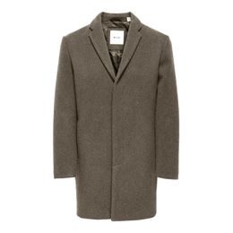 Only & Sons Kurzmantel ONLY & SONS "ONSARON WOOL COAT OTW", Herren, Gr. L, greige, Web, Obermaterial: 50% Polyester, 40% Wolle, 5% Polyacryl, 5% Viskose, unifarben, V-Ausschnitt, Mäntel