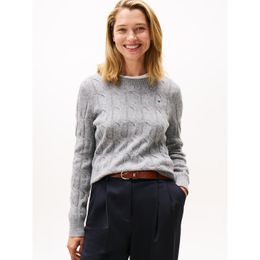 Tommy Hilfiger Strickpullover »SOFT WOOL CABLE C-NK« mit Zopfmuster, aus reiner Wolle Mid Grey Heather S (36) S (36) Pullover von Tommy Hilfiger...