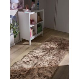 benuta Pop Waschbarer Hochflor Shaggyteppich Nanuk Beige 80x240 cm - Bettvorleger für Schlafzimmer