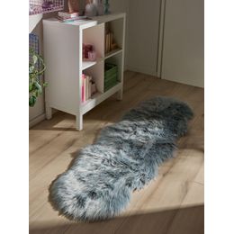 benuta Pop Waschbarer Hochflor Shaggyteppich Nanuk Blau 60x180 cm - Bettvorleger für Schlafzimmer
