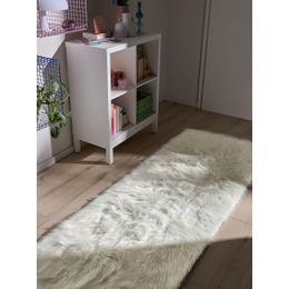 benuta Pop Waschbarer Hochflor Shaggyteppich Nanuk Weiß 80x240 cm - Bettvorleger für Schlafzimmer