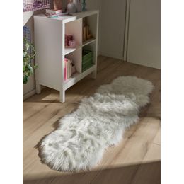 benuta Pop Waschbarer Hochflor Shaggyteppich Nanuk Weiß 60x180 cm - Bettvorleger für Schlafzimmer