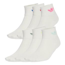 adidas originals Socken 'Ankle 6 Pairs Kids' M&auml;dchen Gr&ouml;&szlig;e 28/30 blau / mint / rosa / wei&szlig;