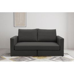2-Sitzer DOMO collection "Bibury, modernes Sofa, B/T/H: 178/80/90 cm", grau (anthrazit), B:178cm H:90cm T:80cm, 100% Polyester, Sofas, Sitzfl&auml;che mit Federkern, inkl. 2 R&uuml;ckenkissen