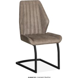 Esszimmerstuhl OMG DESIGN "Albany", truffle, schwarz, B:51cm H:98cm T:62cm, Polyester, Stühle, Esszimmerstuhl, pflegeleichter Bezug