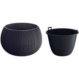 Pflanzk&uuml;bel Prosperplast "Splofy Bowl", grau (anthrazit), H:19cm &Oslash;:29cm, Kunststoff, Pflanzgef&auml;&szlig;e, Pflanzk&uuml;bel, &Oslash;xH: 29x19 cm