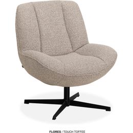 Esszimmerstuhl OMG DESIGN "Flores", toffee, schwarz, B:70cm H:91,5cm T:80cm, Polyester, Stühle, bequemer Sessel, mit Drehgestell