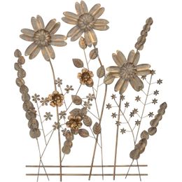Wanddekoobjekt "Wanddekoration", gold (goldfarben), B:80cm H:88cm T:5cm, Metall, HOFMANN LIVING AND MORE, Wanddekoobjekte, aus Metall, Blumenwiese