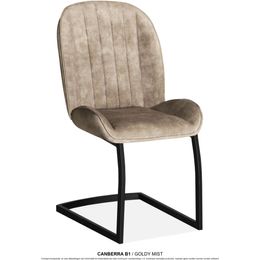 Esszimmerstuhl OMG DESIGN "Canberra", mist, schwarz, B:51cm H:95,5cm T:63cm, Polyester, Stühle, Esszimmerstuhl, pflegeleichter Samtvelour Bezug