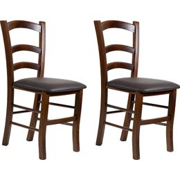 Esszimmerstuhl Home Affaire "Super Paesana", braun (nussbaum, braun, nussbaum), B:44cm H:87cm T:49cm, Kunstleder, Stühle, Buche Massivholz mit Kunstlederbezug