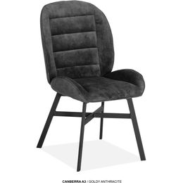 Esszimmerstuhl OMG DESIGN "Canberra", anthrazit, schwarz, B:51cm H:94cm T:62cm, Polyester, Stühle, Esszimmerstuhl, pflegeleichter Samtvelour Bezug